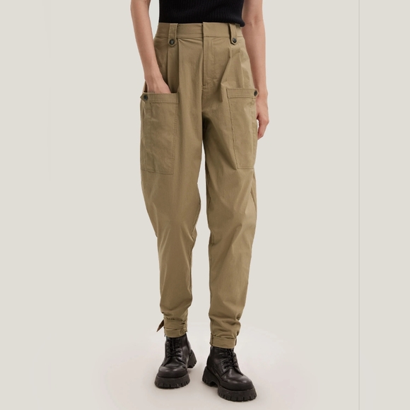 NWT Pocket Taper Cotton-Blend Ankle Pants (Khaki/Tan) - Gentle Herd